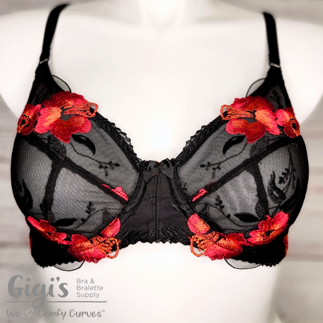 Sheer Crimson Scarlet Midnight Ruby Bra | Gigis Bra Supply
