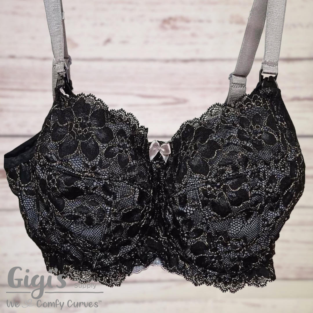 Black and Platinum Nursing Bra | Gigis Bra Supply