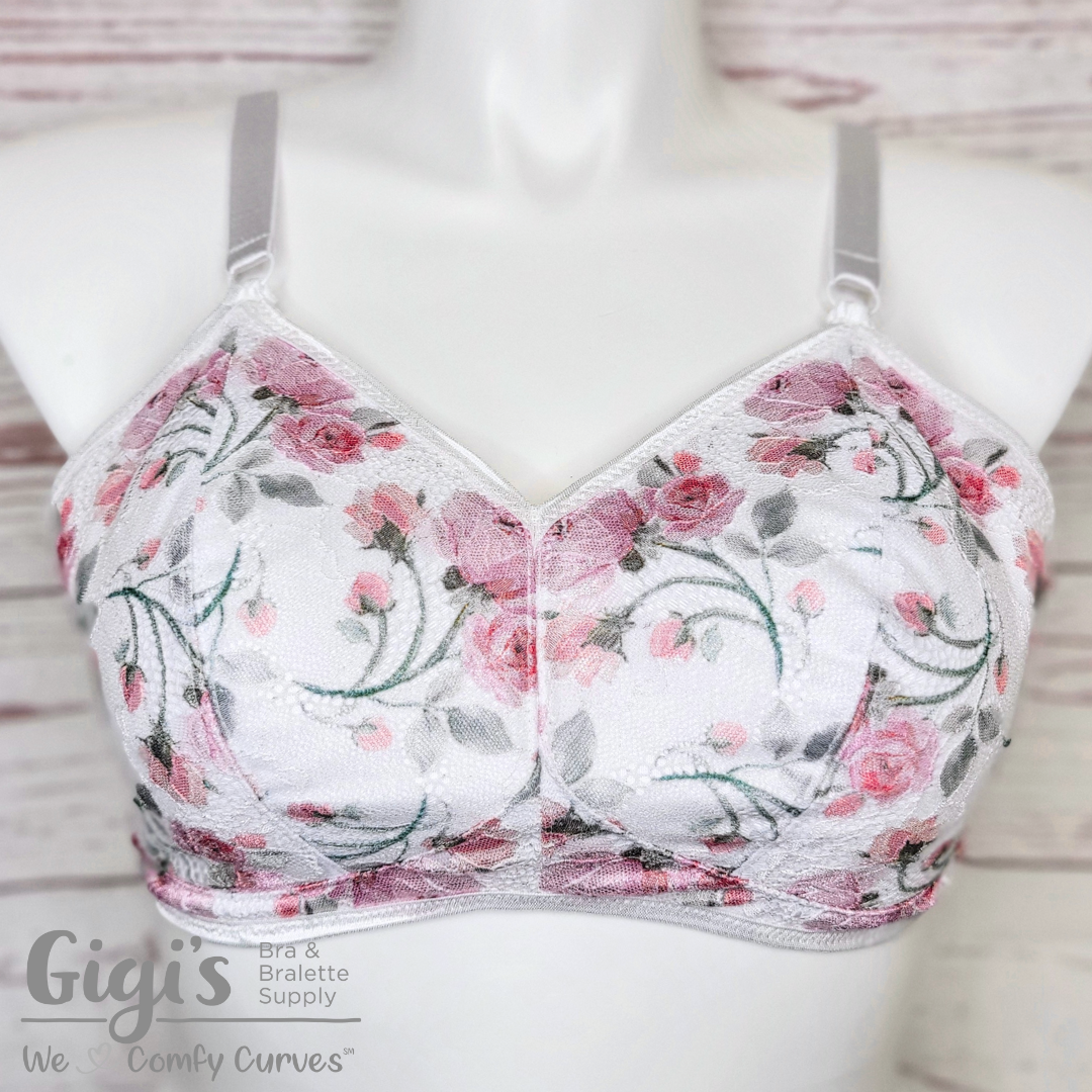Glossy White Rose Bralette | Gigis Bra Supply