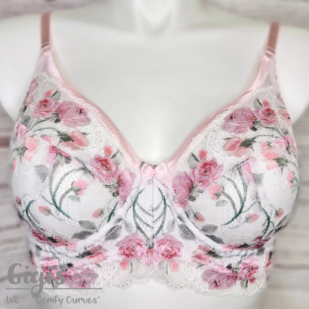 Sheer Glossy Rose Garden Ruby Bra | Gigis Bra Supply