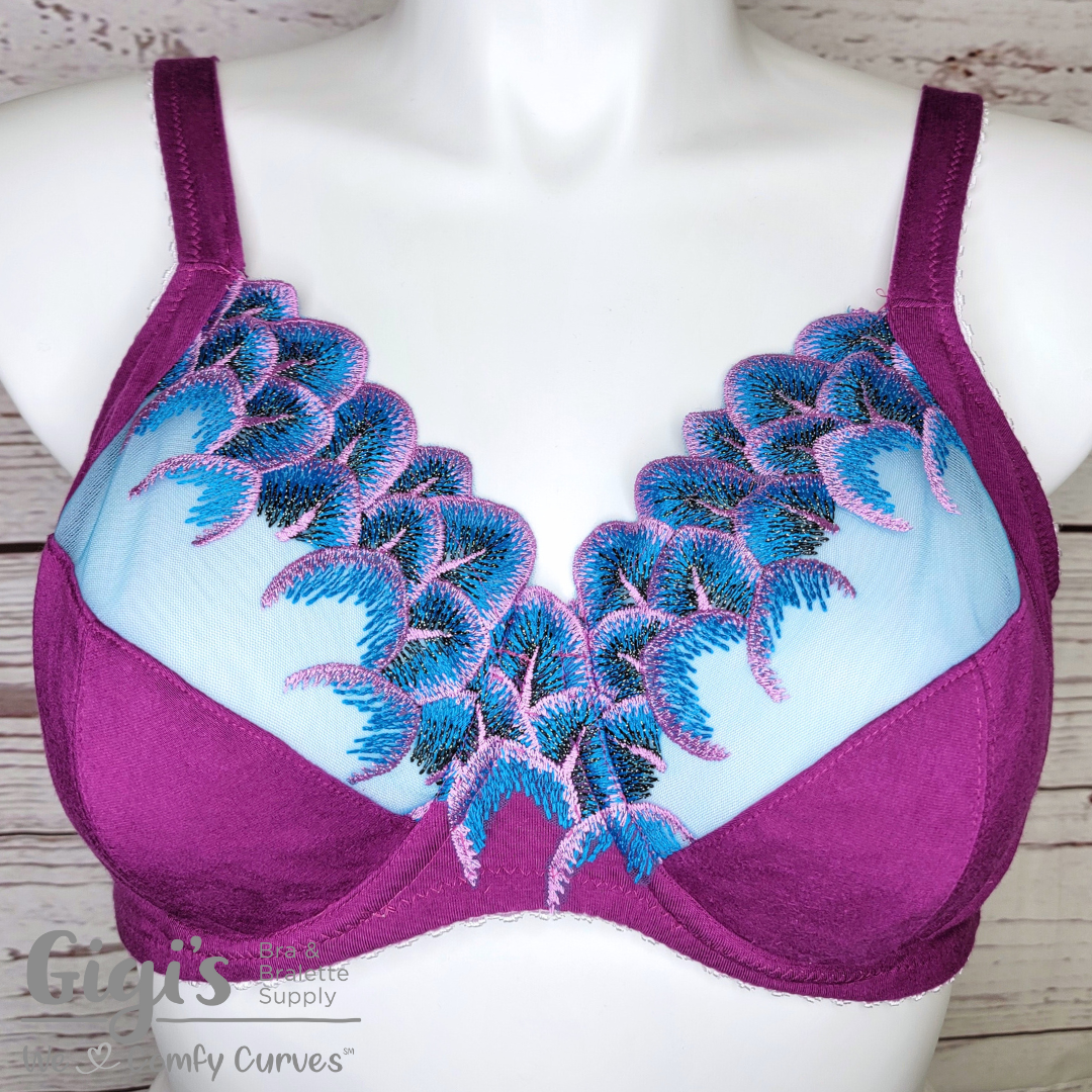 Feathered Fuchsia and Turquoise Shelley Bra– Gigis Bra Supply