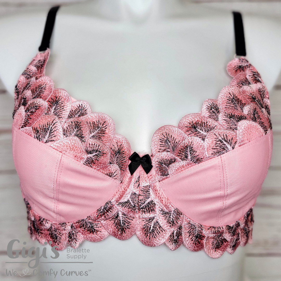 Pink and Black Feathered Amethyst Bra– Gigis Bra Supply