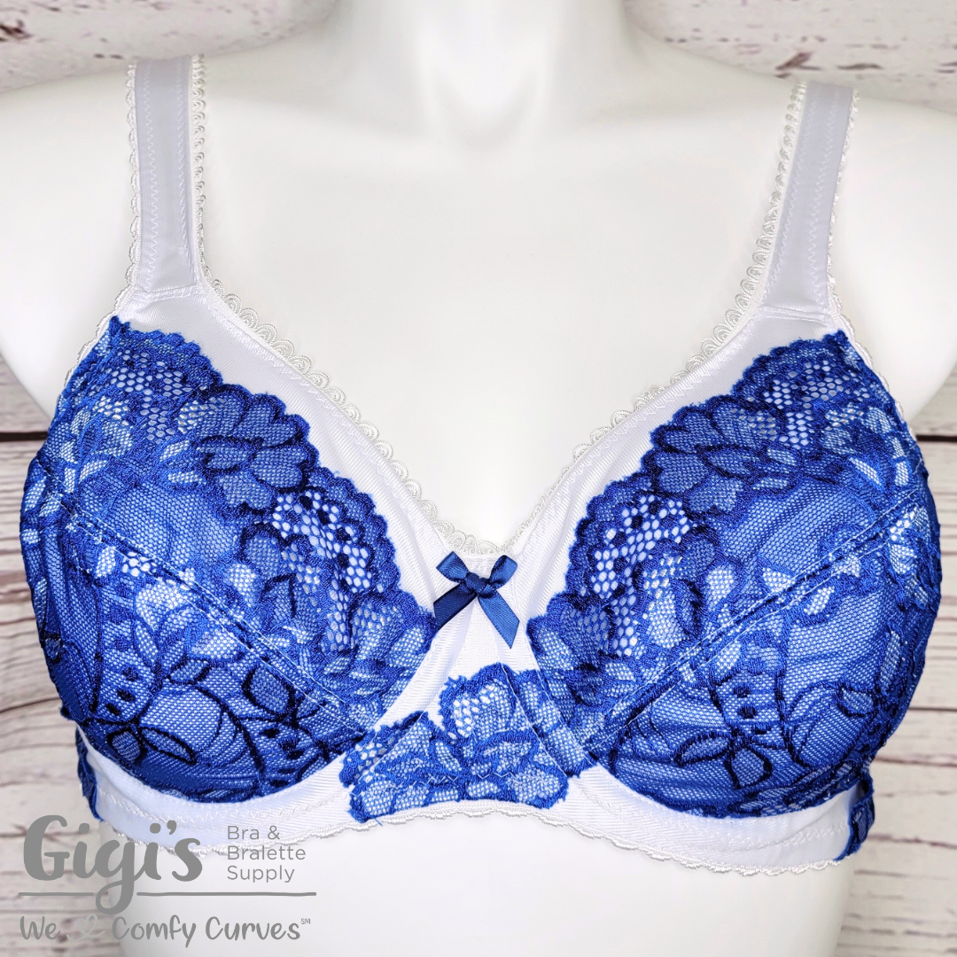 Royal Blue and White Classic Bra– Gigis Bra Supply