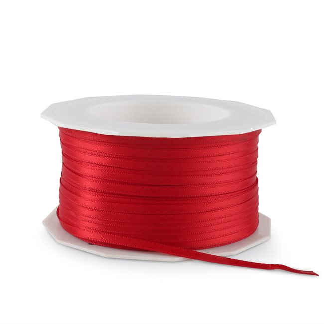 Red Double Faced Satin Gown Ribbon, 1/2 Yard | Gigis Bra Supply